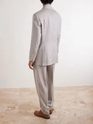 TOM FORD Double-breasted Herringbone Suit Jacket - Neutrals