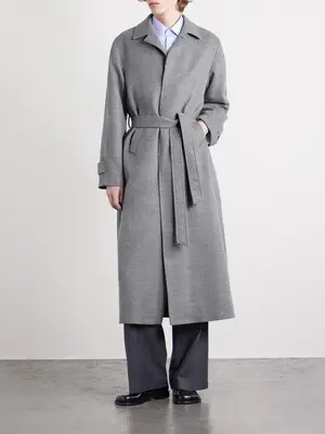 SAMAN AMEL Belted Wool Overcoat - Gray