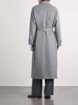 SAMAN AMEL Belted Wool Overcoat - Gray
