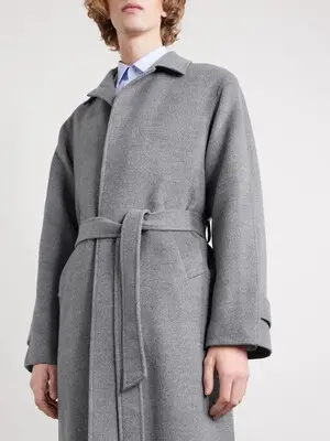 SAMAN AMEL Belted Wool Overcoat - Gray