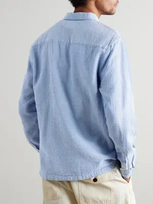 Folk Patch Cotton-seersucker Shirt - Blue