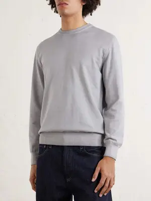 Altea Cotton And Cashmere-blend Crewneck Sweater - Gray