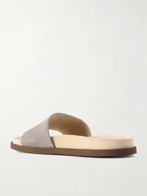 Brunello Cucinelli Suede Slides - Gray