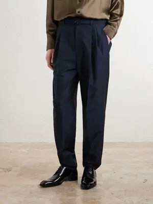 Saint Laurent Tapered Pleated Wool And Mohair-blend Trousers