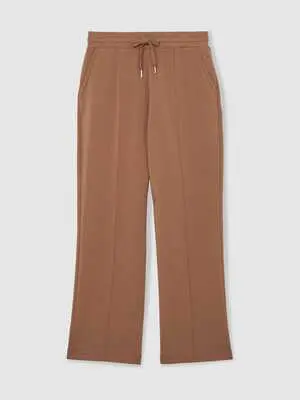 REISS Jemma Premium Interlock Wide-leg Joggers - Camel