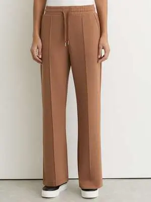REISS Jemma Premium Interlock Wide-leg Joggers - Camel