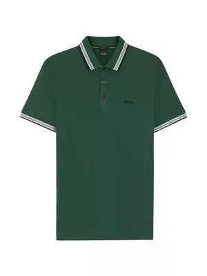 BOSS Striped Collar Polo Shirt - Green