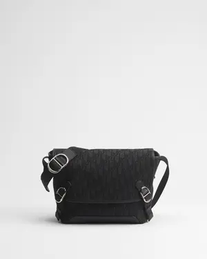 Dior Small Messenger Bag With Flap - Black Dior Oblique Jacquard