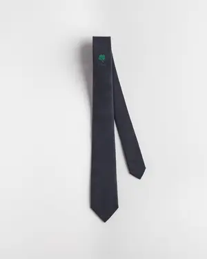 Dior Clover Embroidered Tie - Navy Blue Silk