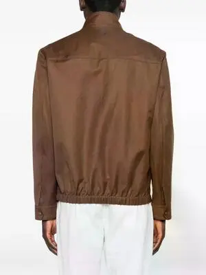 Canali Zip-up Shirt Jacket - Brown