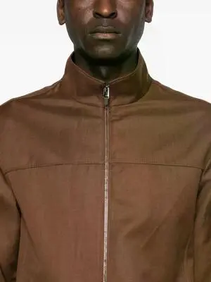 Canali Zip-up Shirt Jacket - Brown