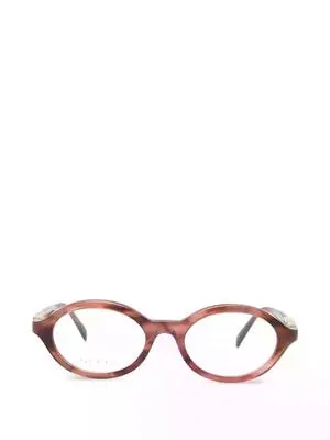 Gucci Logo-plaque Oval Frame Eyeglasses - Brown