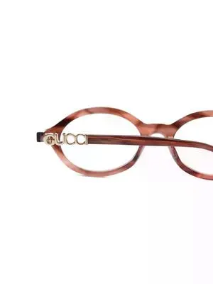 Gucci Logo-plaque Oval Frame Eyeglasses