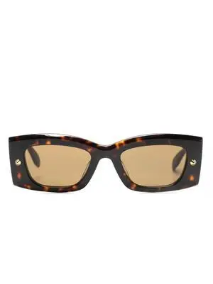 Alexander McQueen Spike Studded Rectangular Sunglasses - Brown