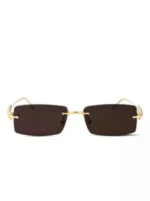 CARTIER Studded Rectangle-frame Sunglasses - Gold
