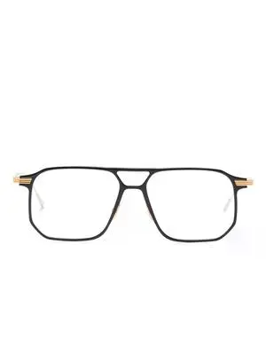 CUTLER & GROSS Rectangle-frame Glasses With Gold-tone Detailing - Black