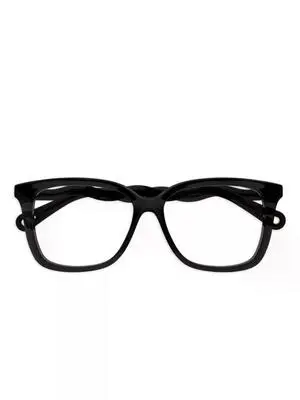 Chloé Square Frame Glasses With Wavy Temples - Black