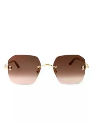 CARTIER Geometric Rimless Sunglasses - Gold