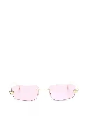 CARTIER Panther-motif Geometric-frame Sunglasses - Gold