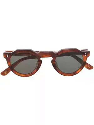 LESCA Round-frame Tinted Sunglasses - Brown