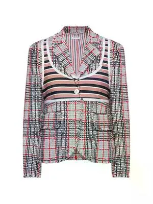 Thom Browne Tweed-pattern Fray-edge Blazer