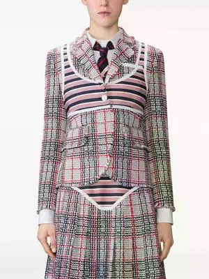 Thom Browne Tweed-pattern Fray-edge Blazer