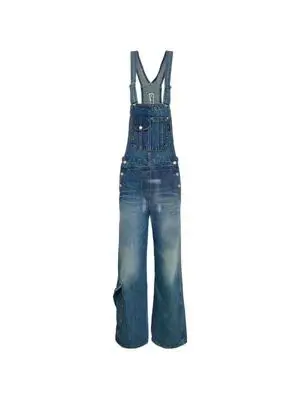 OPEN YY Cargo Pocket Denim Overalls - Blue