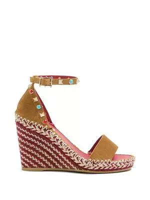 Valentino Garavani Rockstud Wedge Sandals - Neutrals