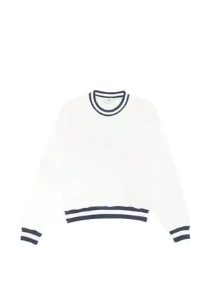 AUTRY Striped Sweatshirt With Pearl Embellishments - White