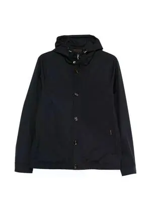 MOORER Hooded Button Jacket - Blue