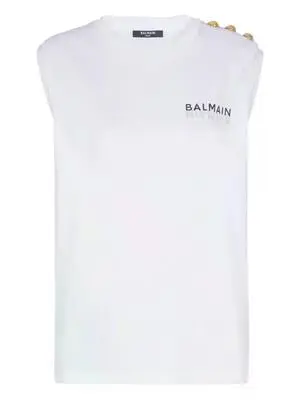Balmain Button-detail Tank Top - White