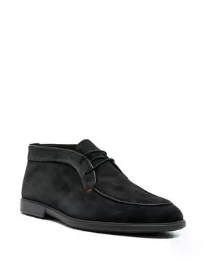 Santoni Lace-up Leather Boots - Black