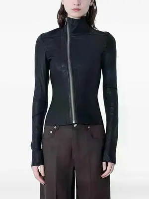 Rick Owens Leather Zip-Up Jacket Black