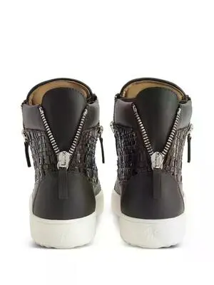 GIUSEPPE ZANOTTI Kriss Crocodile-print High-top Sneakers - Brown