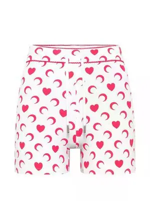 MARINE SERRE Moon Heart Mini Shorts - White
