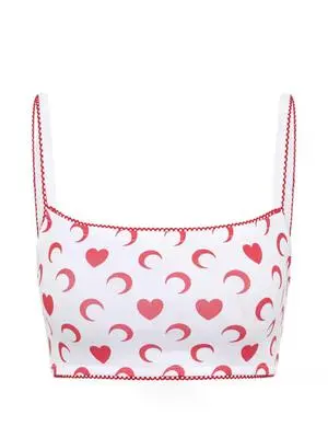 MARINE SERRE Heart Moon-print Bra - White