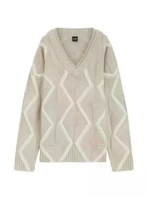 BOSS Patterned V-neck Sweater