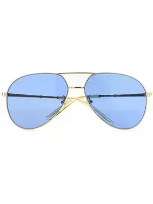 Gucci Logo-engraved Aviator Sunglasses - Gold