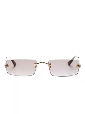 CARTIER Panther Rectangle-frame Sunglasses - Gold