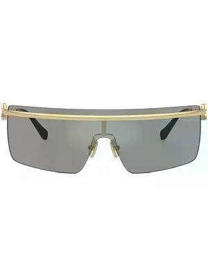Miu Miu Logo-lettering Sunglasses - Gold