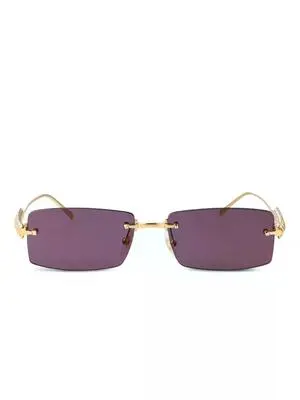 CARTIER Studded Rectangle-frame Sunglasses - Gold