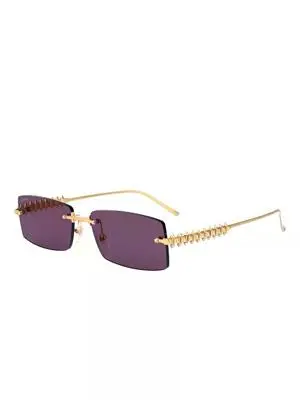 CARTIER Studded Rectangle-frame Sunglasses
