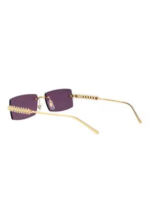 CARTIER Studded Rectangle-frame Sunglasses