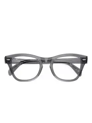 Ray-ban Logo-lettering Square Frame Glasses - Grey