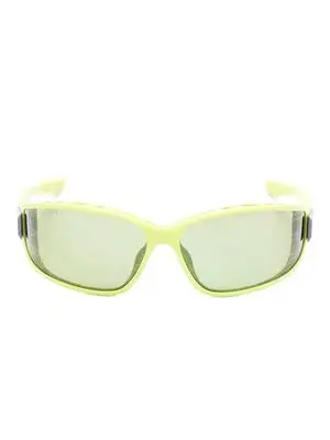 Gucci Logo Wraparound-frame Sunglasses - Green