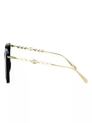 Gucci Pearl-embellished Square-frame Sunglasses - Black