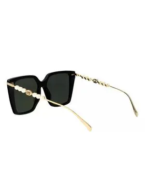 Gucci Pearl-embellished Square-frame Sunglasses - Black