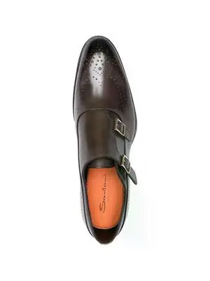 Santoni Double-buckle Monk Shoes - Brown