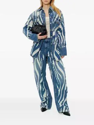 Blumarine Distressed Animal Print Cotton Shirt