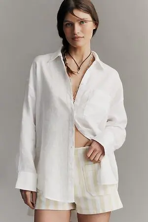 Maeve Bennet Linen Buttondown Shirt - White